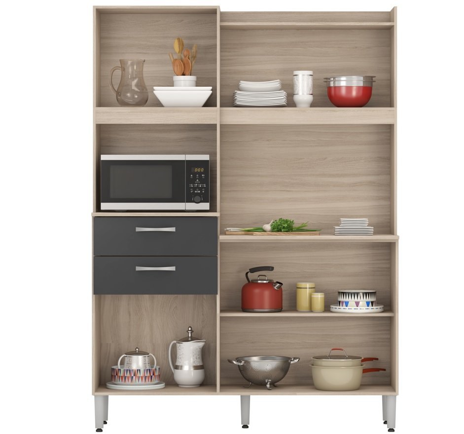 Armário de Cozinha 6 portas Harmonia Bnn Decor Demobile Avena Grafite | MadeiraMadeira