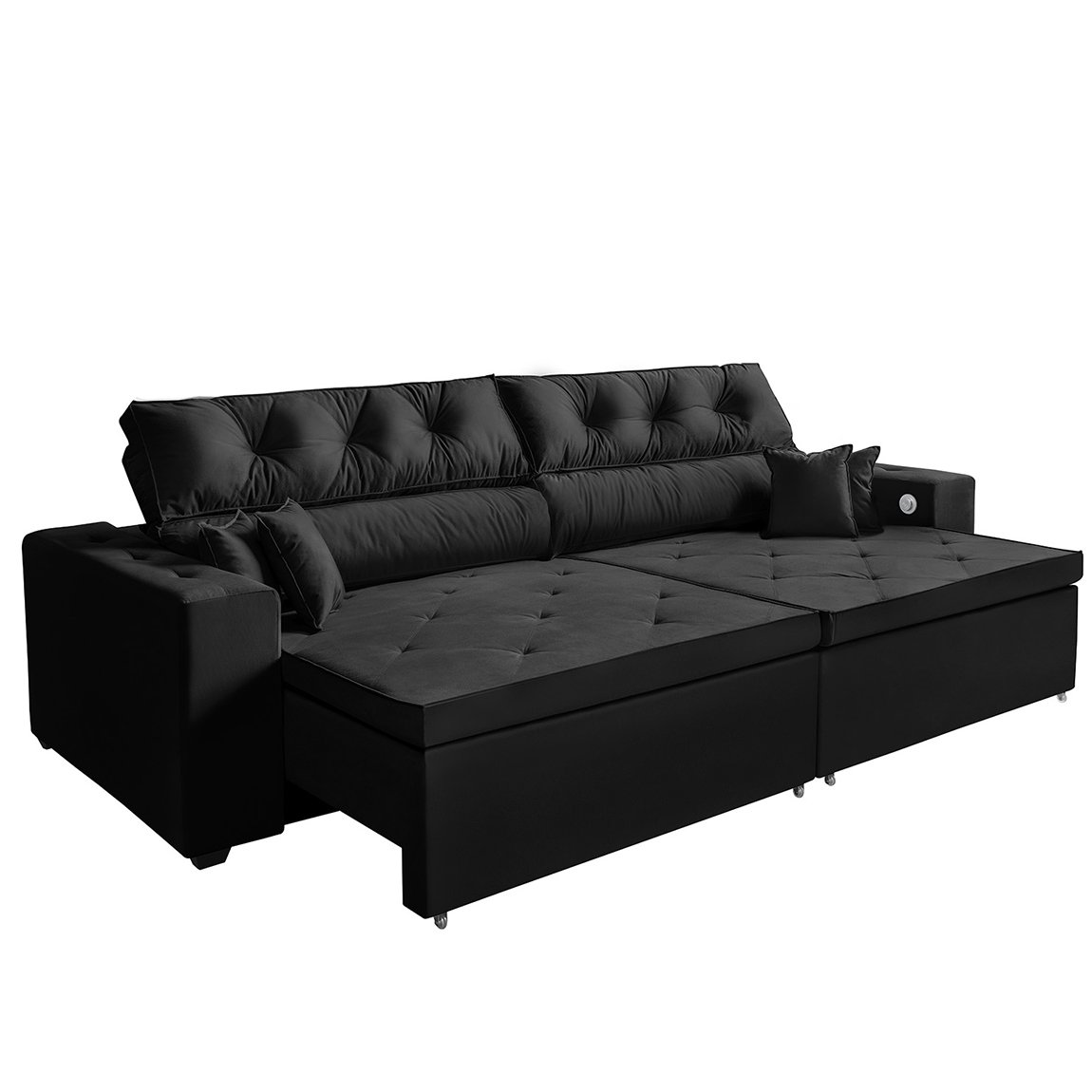 Sofá 3 Lugares Smart Retrátil, Reclinável 2,02m Tecnologia Carregamento ...