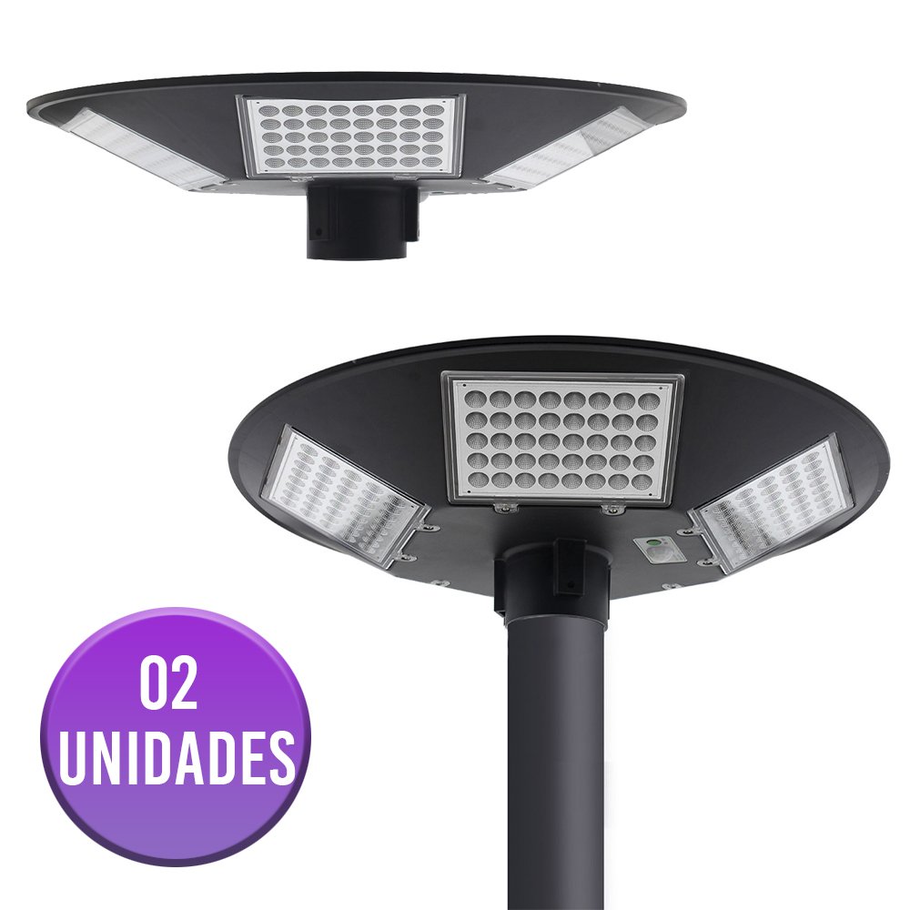 Luminaria Solar Ovini 360 graus Kit 2 Und 400w Gigante Placa led Sensor ...