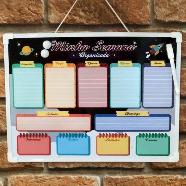 Planner Magnético Quadro Planejamento Semanal Branco - P | MadeiraMadeira