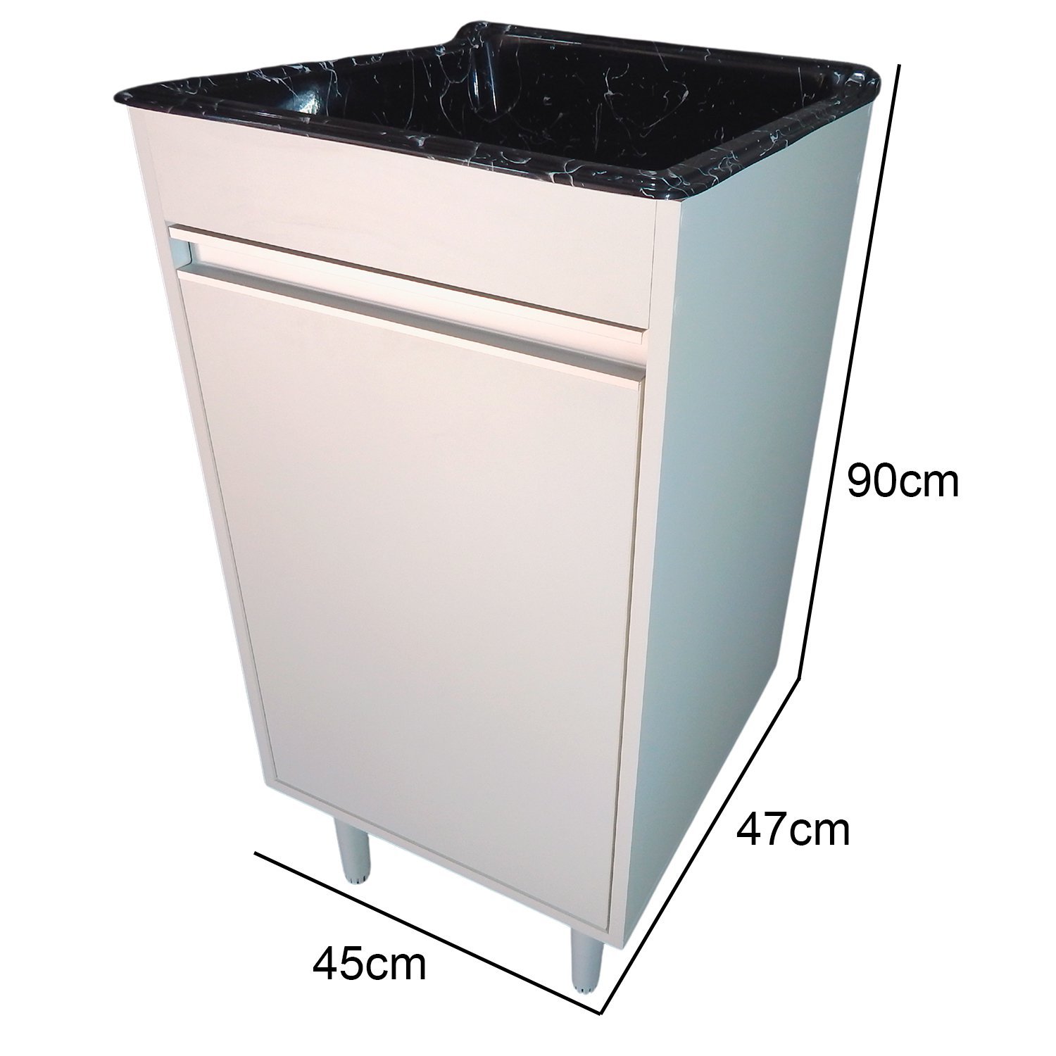 Tanque de Lavar Roupas em Fibra Reforçada 25L Gabinete MDF Cor:Preto ...