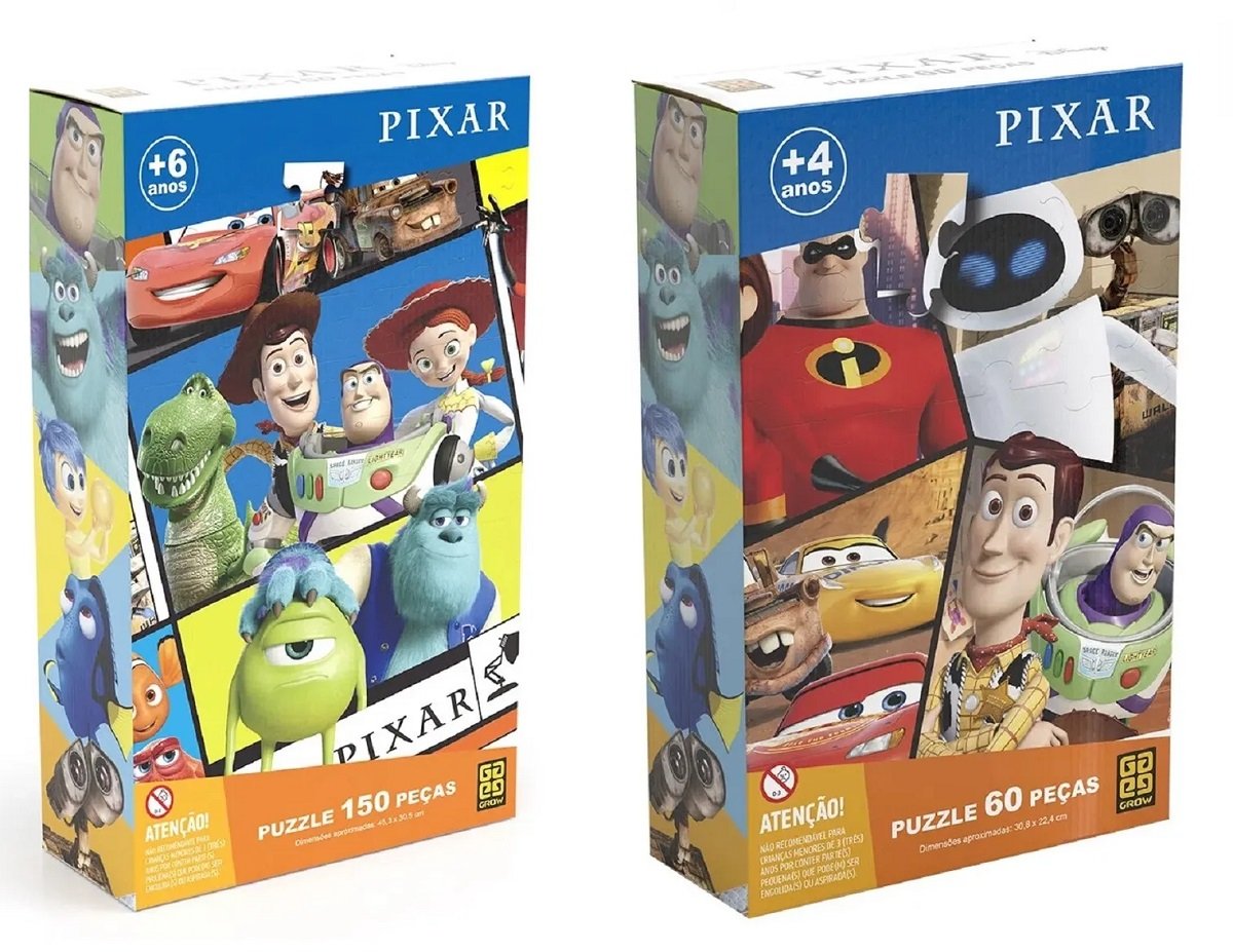 Kit 2 Quebra Cabeça Infantil Pixar 60 E 120 Peças - Grow | MadeiraMadeira