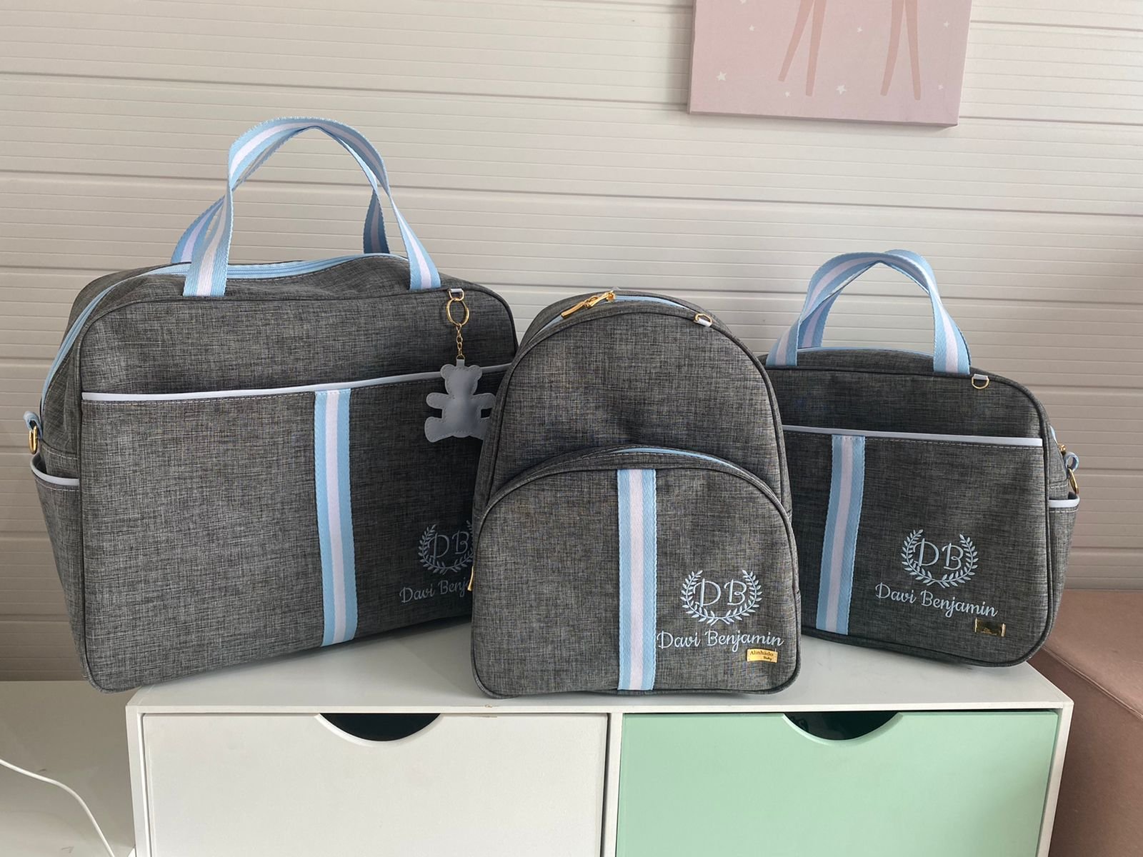 Kit Bolsa Maternidade Bebê com Mochila Linho Completo - 05 Peças ...