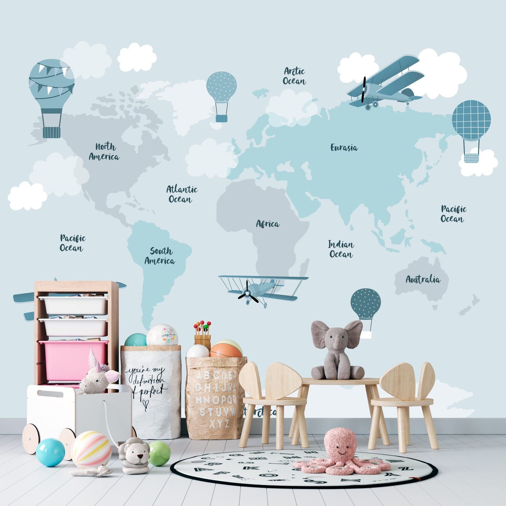 Papel de Parede Adesivo Menino Mapa Expedição - Painel | MadeiraMadeira