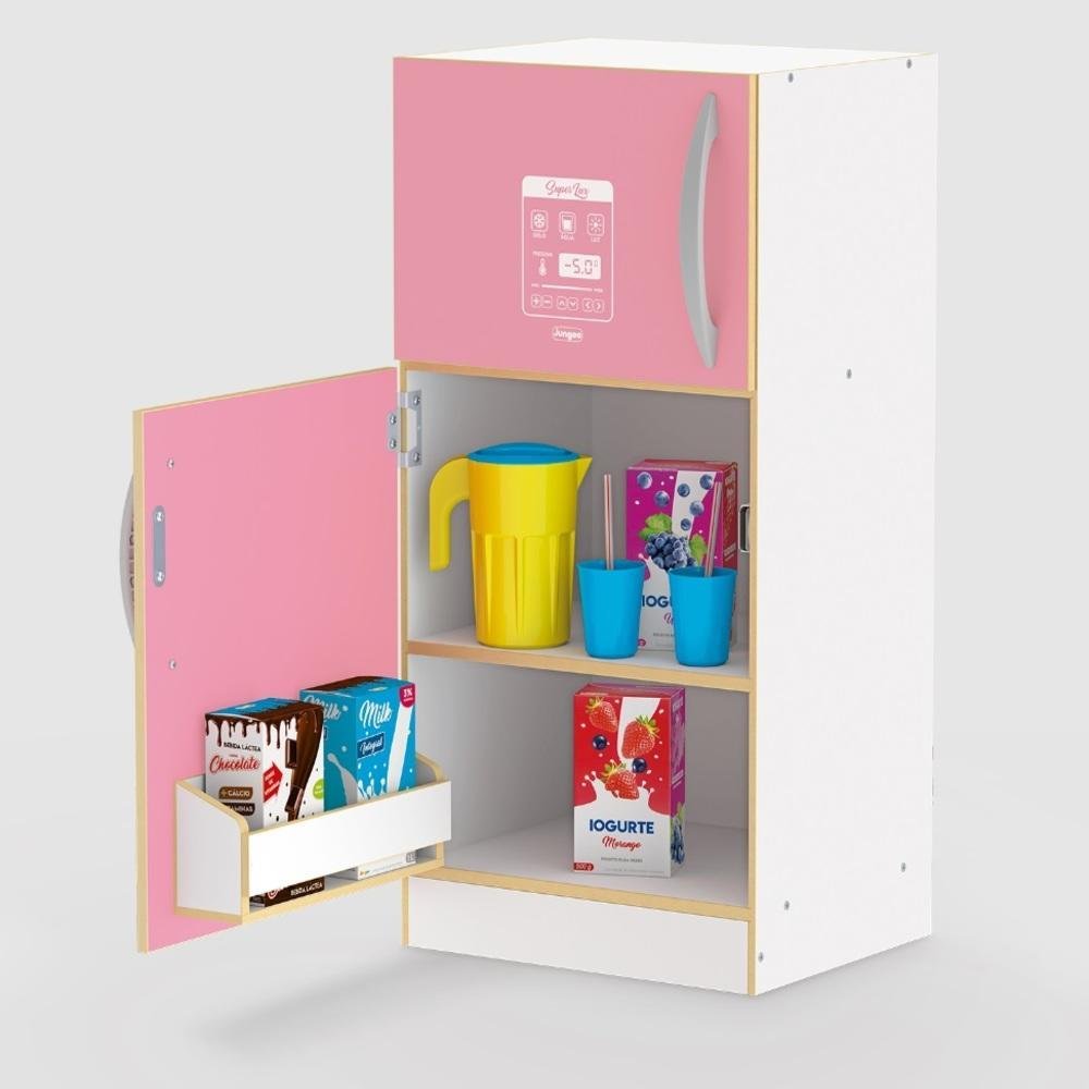 MINI GELADEIRA INFANTIL MERCADINHO DE COMPRAS EM MADEIRA COPOS ...