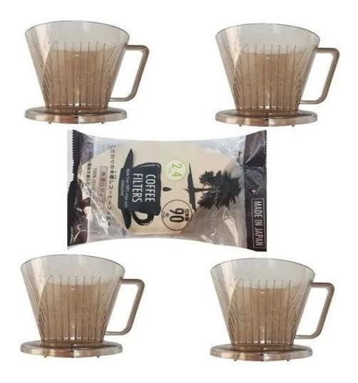 Kit 4 Mini Coador De Café (Coador Individual) + 90 Filtros | MadeiraMadeira