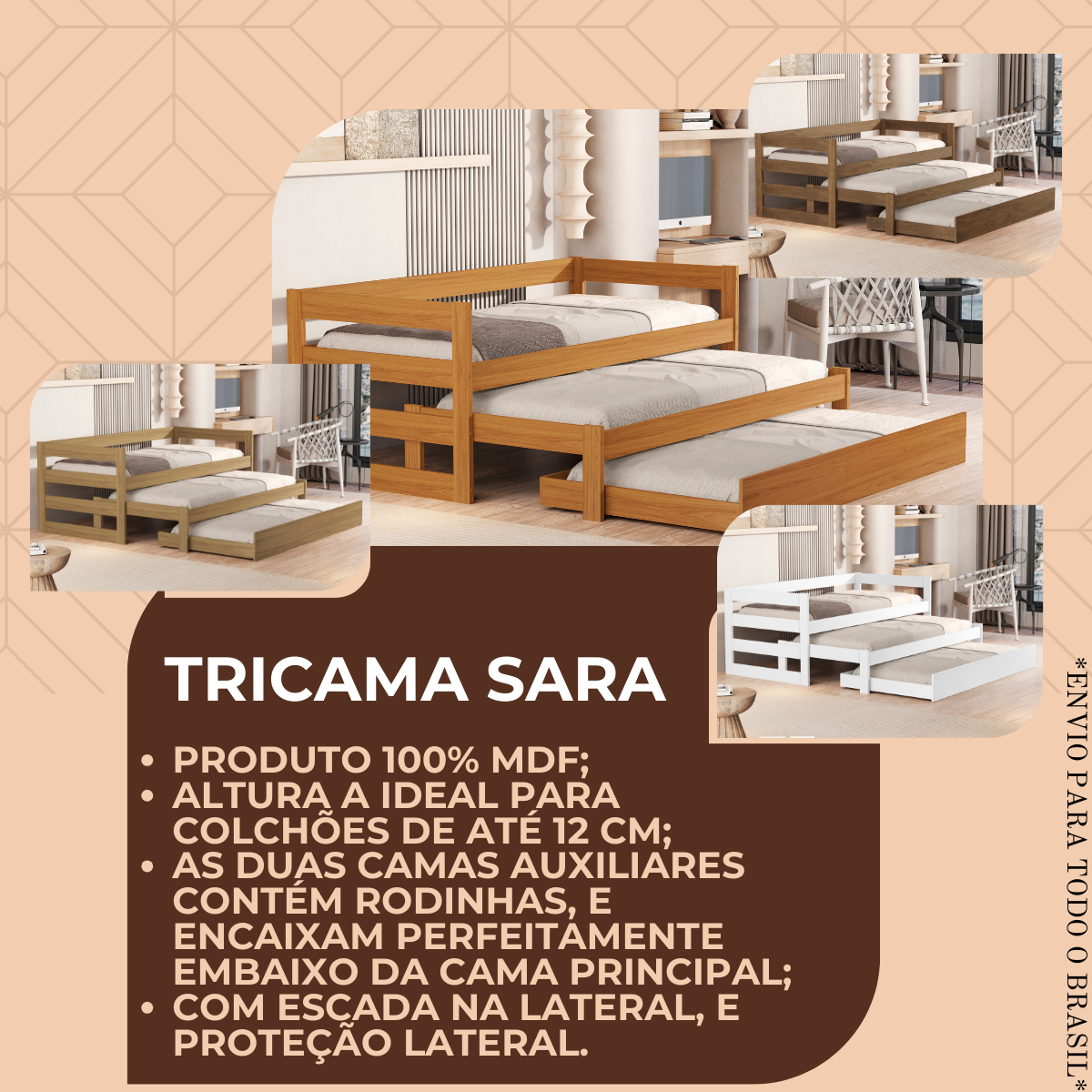 Treliche Tricama Solteiro Cama Auxiliar Mdf Multimóveis Nova:treliche ...