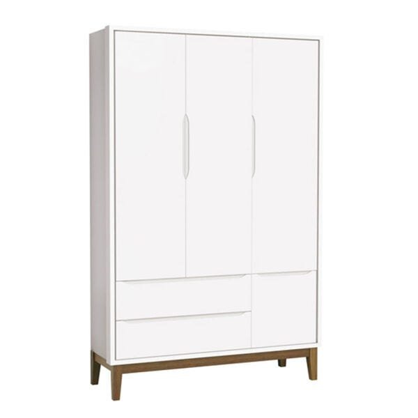 Kit Quarto Infantil Square Branco - Berço + Cômoda com Porta + Guarda ...