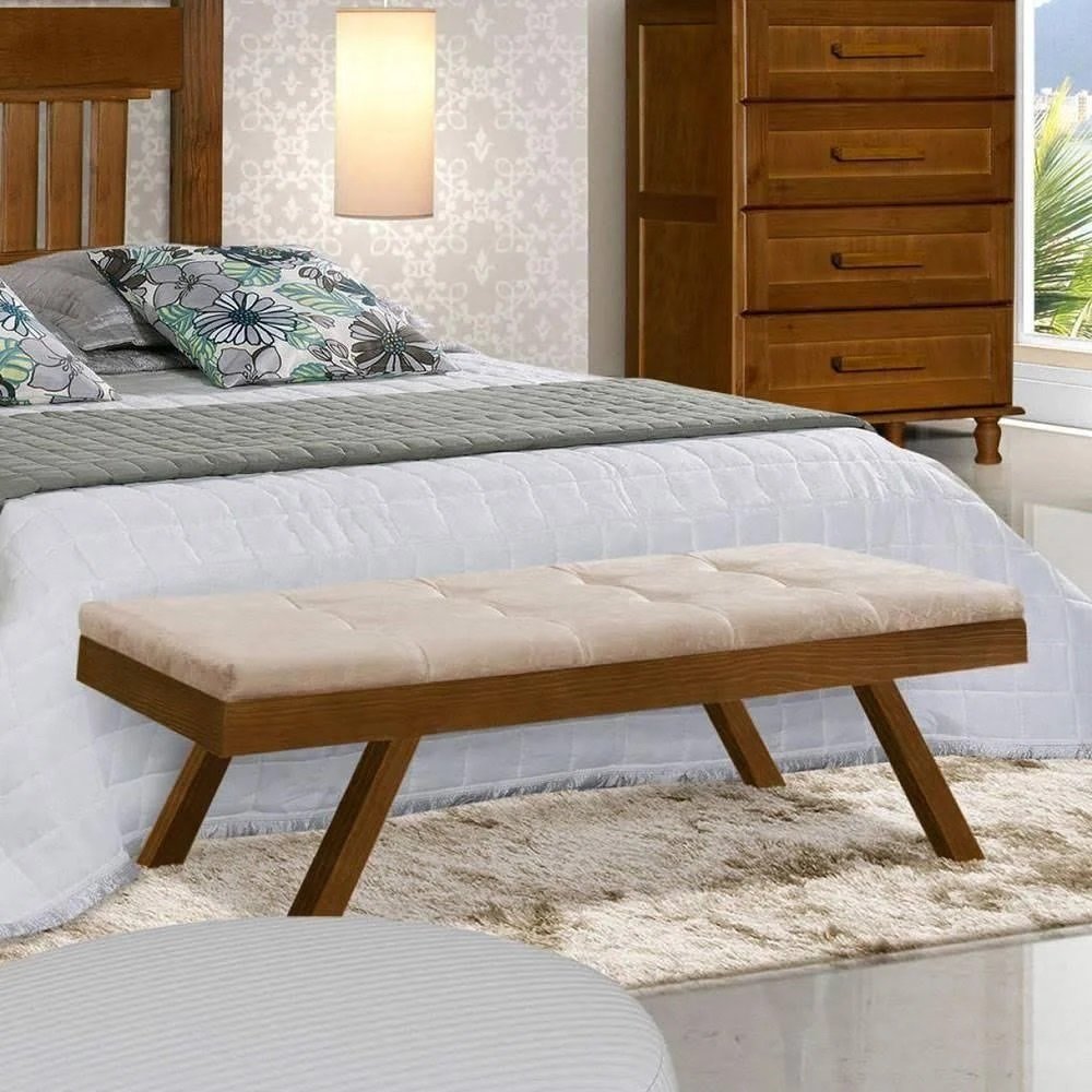 Banco Recamier Rubi Imbuia/Bege – Atraente Móveis | MadeiraMadeira