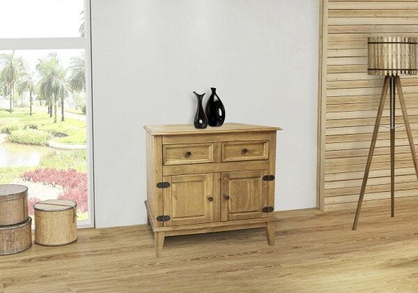 Balcão de Madeira Maciça Rústico 2 Portas e 2 Gavetas - Cera Mel ...