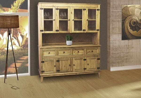 Arca e Oratório Rústico 8 Portas e 4 Gavetas - Madeira Maciça - Cera ...