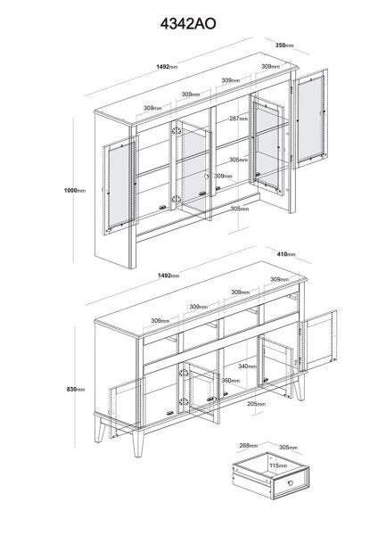 Arca e Oratório Rústico 8 Portas e 4 Gavetas - Madeira Maciça - Cera ...