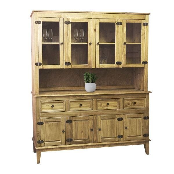 Arca e Oratório Rústico 8 Portas e 4 Gavetas - Madeira Maciça - Cera ...