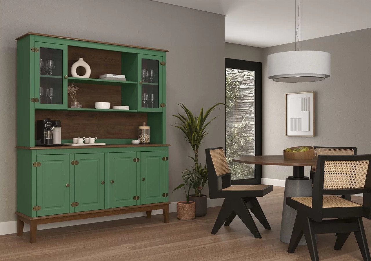 Arca e Oratório 6 Portas - Madeira Maciça - Verde | MadeiraMadeira