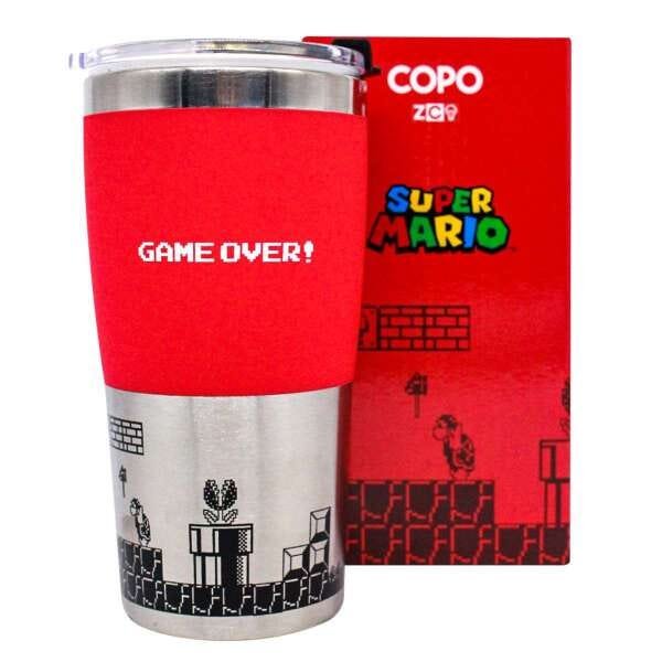 Copo Viagem Mario Game Over Retro Nitendo | MadeiraMadeira