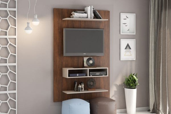 Painel para TV Byte Imbuia e Off White | MadeiraMadeira