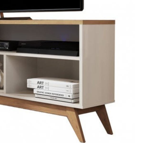Rack Retro para TV 50 Polegadas Anitta Off White Nature Anto Moveis | MadeiraMadeira
