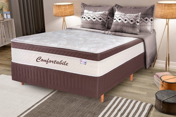 Cama Box Colchão Mola Ensacada King Confortabile Firme | MadeiraMadeira