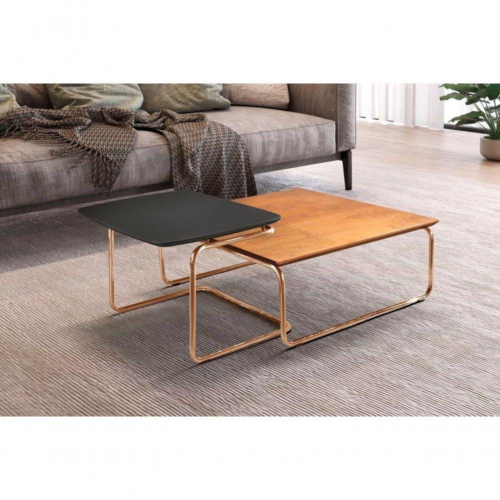 Conjunto Mesa de Centro Kairos Base Cobre Larflex Cor:preto ...