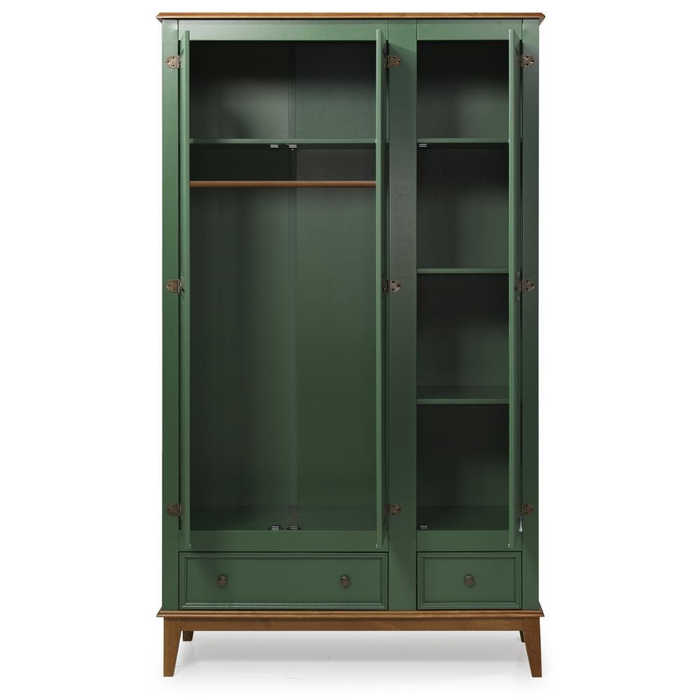 Guarda-Roupa Rústico 3 Portas e 2 Gavetas - Madeira Maciça e MDF ...