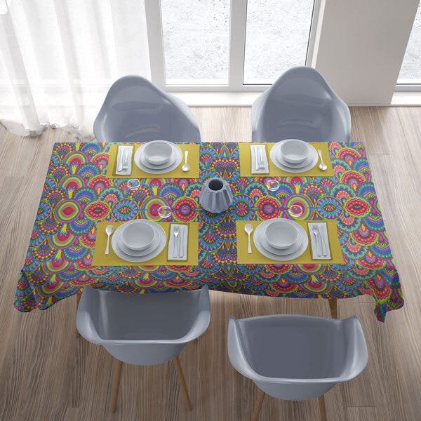 Toalha de Mesa 6 Lugares Retangular Mesa Chiq Colorida Tailandesa 1,40 ...