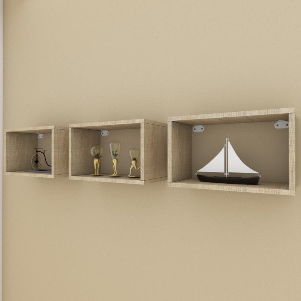 Kit Nichos Modernos Amadeirado Claro Modelo Aen14606 | MadeiraMadeira