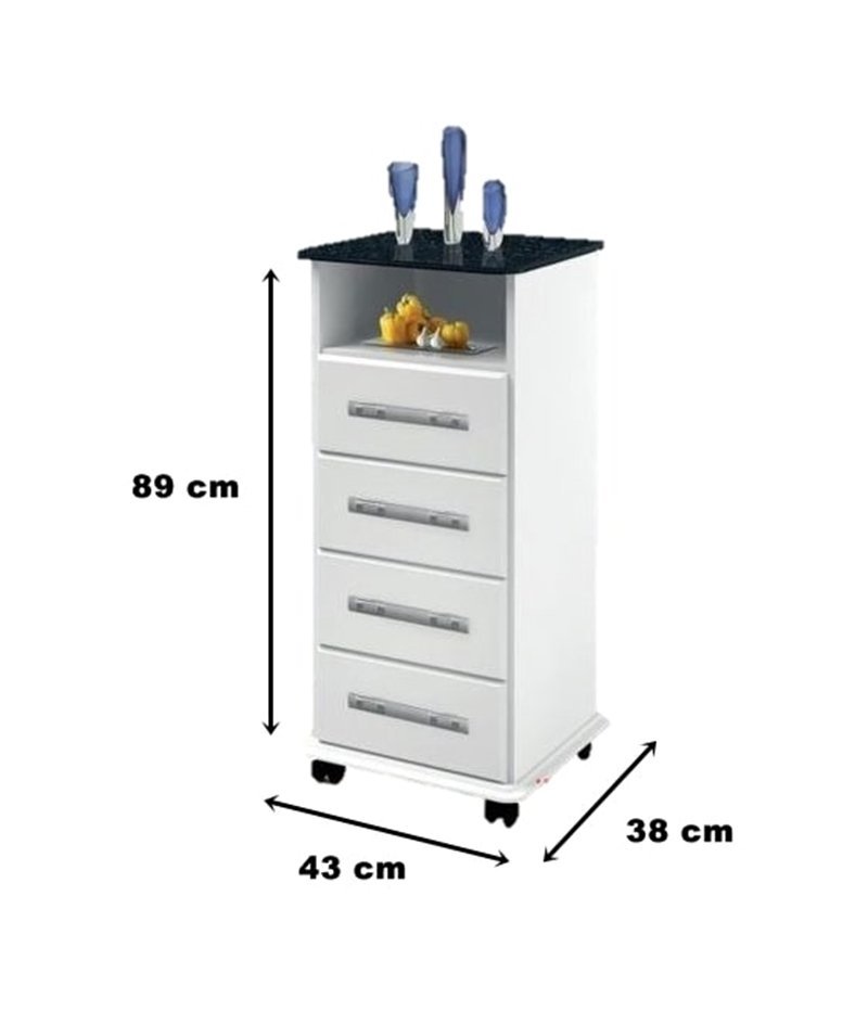 Balcão Açaí Branco Com Mármorizado – Passe Bem Móveis | MadeiraMadeira