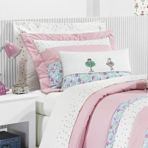 COLCHA BAILARINA - SOLTEIRO - PERCAL 200 FIOS - 4 PEÇAS - SOLTEIRO ...