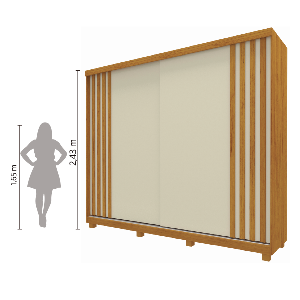 Guarda Roupas Casal 2 Portas de Correr com Ripado 4 Gavetas 2,40m ...