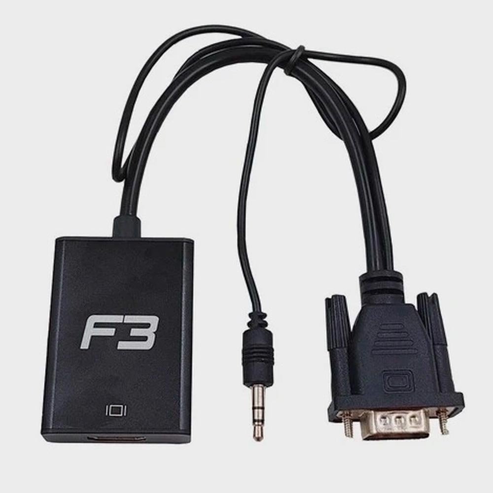Conversor Vga para Hdmi + Audio P2 Jc-ad-vga-01 F3 | MadeiraMadeira