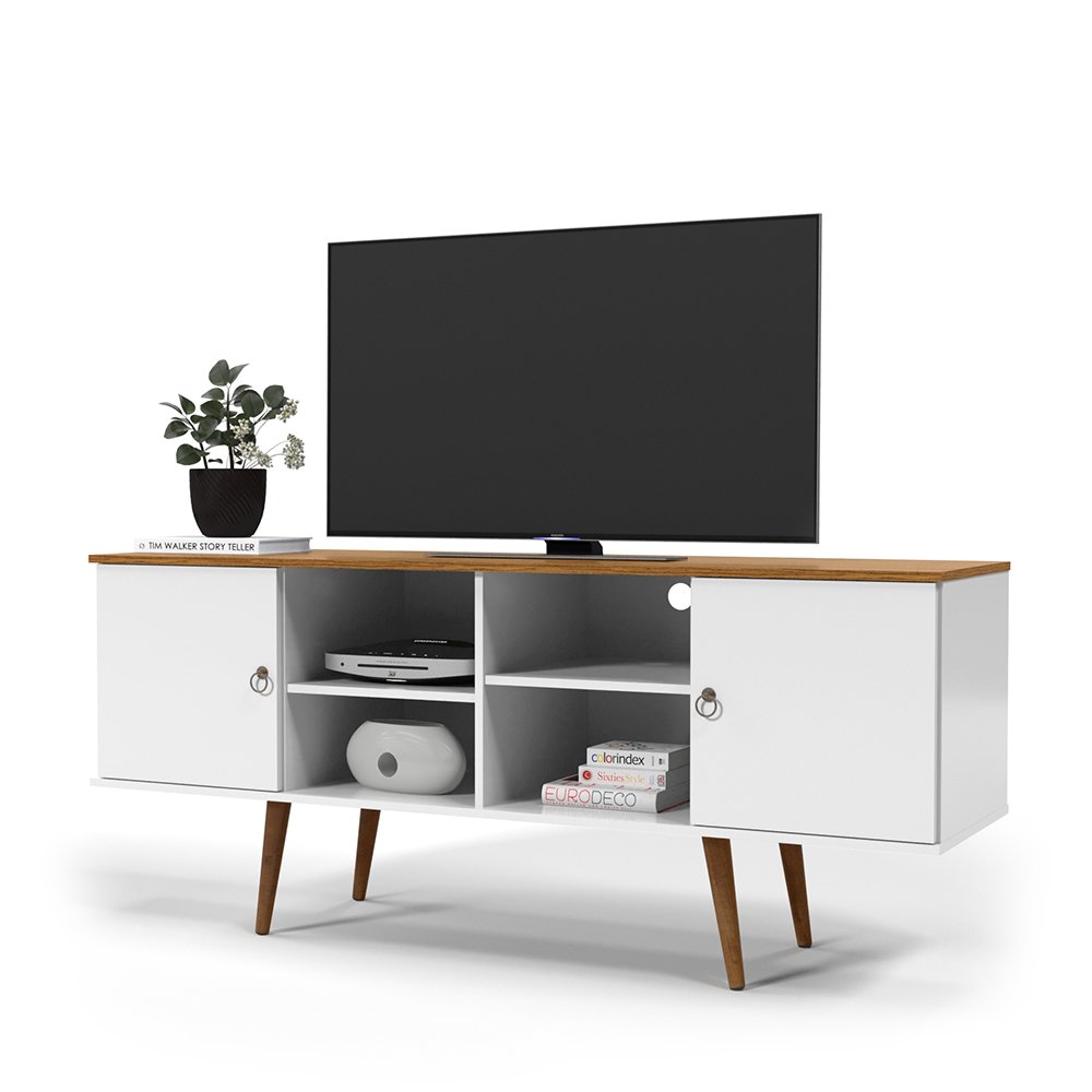 Rack para Sala Tv até 47 Polegadas Pés Palito Estrela Branco Acetinado ...