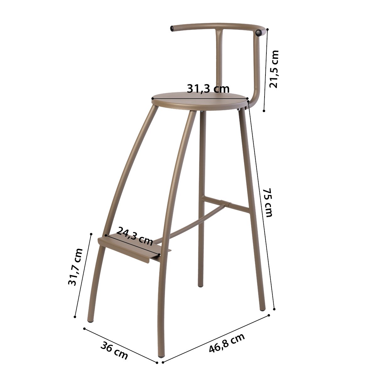 BANQUETA BISTRÔ 75 CURVA Plic Mobiliário Linha Curva Cappucino | MadeiraMadeira
