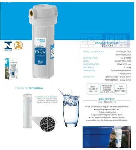 FILTRO CAIXA D'ÁGUA FIT POE CARBON BLOCK 9.3/4" PLANETA ÁGUA Planeta ...