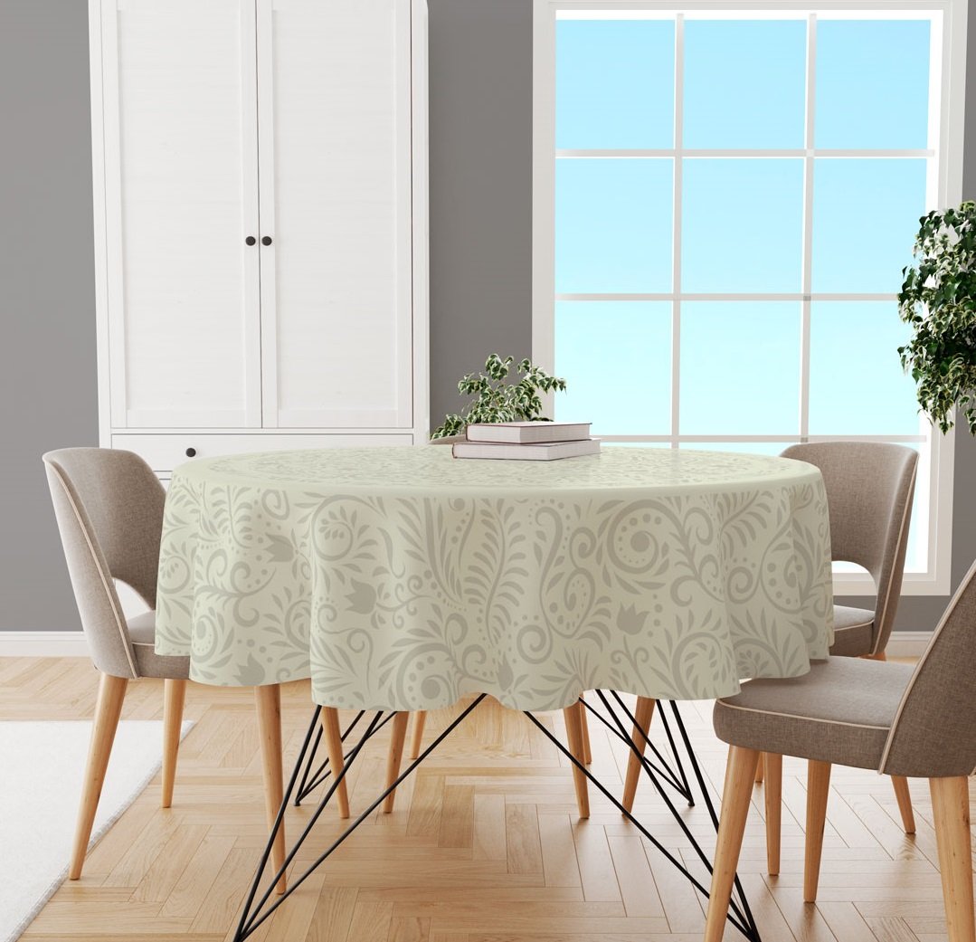Toalha de Mesa Redonda Para 4 Lugares Ramos Minimalista 1.45m Único ...