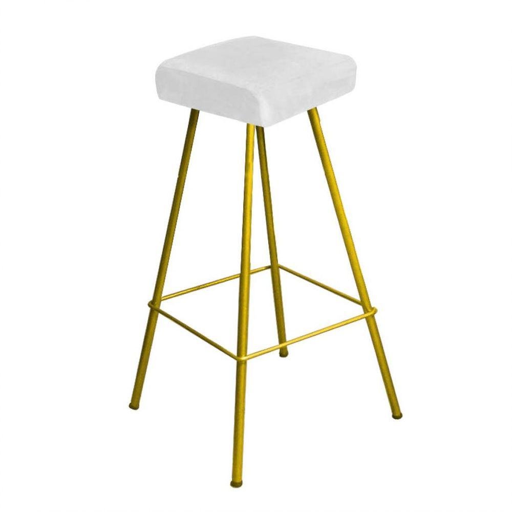 Banqueta Alta Lira Eiffel Industrial Dourado Branco | MadeiraMadeira