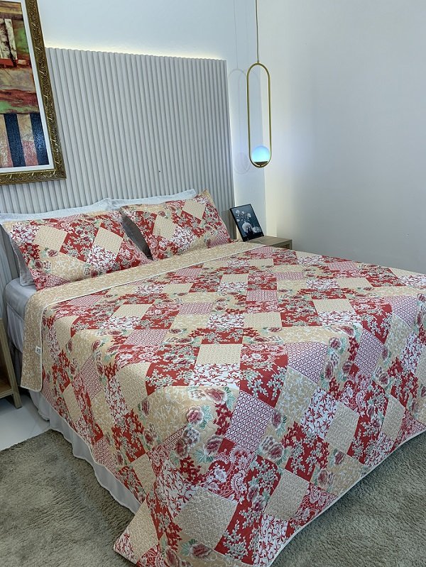 COLCHA CASAL DUPLA FACE 3PÇ QUEEN - GL - Vermelho - U | MadeiraMadeira