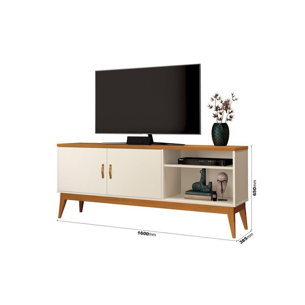 Rack para Tv até 60 Polegadas com 2 Portas Puxador de Couro Apolo | MadeiraMadeira