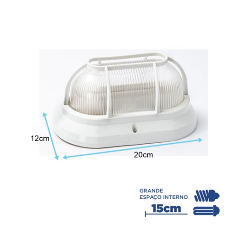 KIT 20 LUMINARIA TARTARUGA ARANDELA BRANCA EXTERNA COM GRADE | MadeiraMadeira