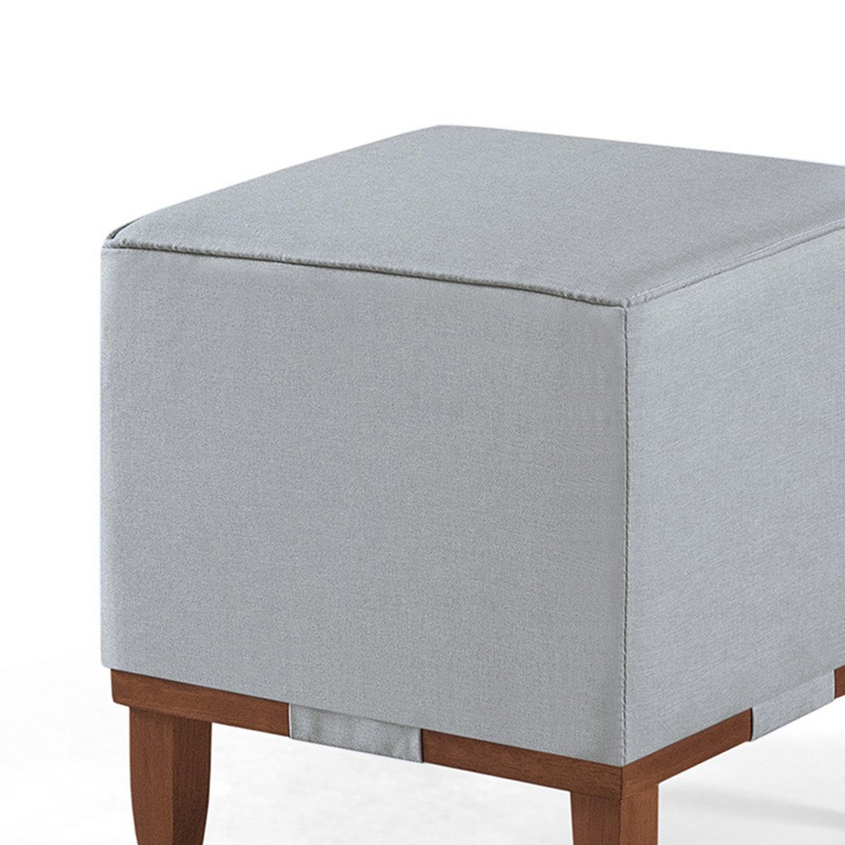 Mini Puff Quadrado De Linho para Apoio de Pés - Prata | MadeiraMadeira