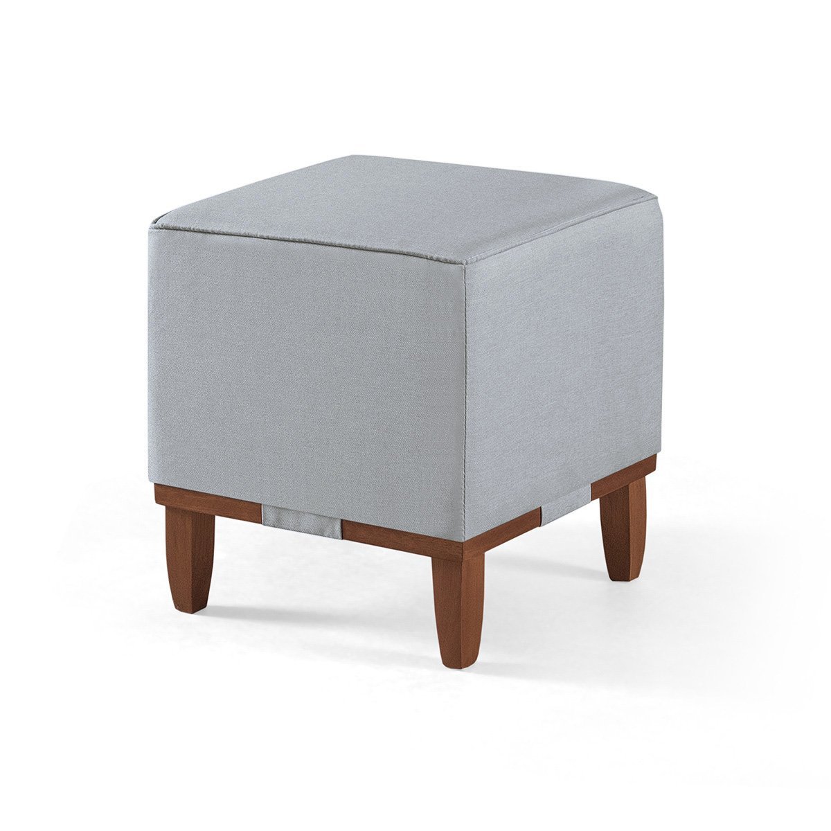 Mini Puff Quadrado De Linho para Apoio de Pés - Prata | MadeiraMadeira