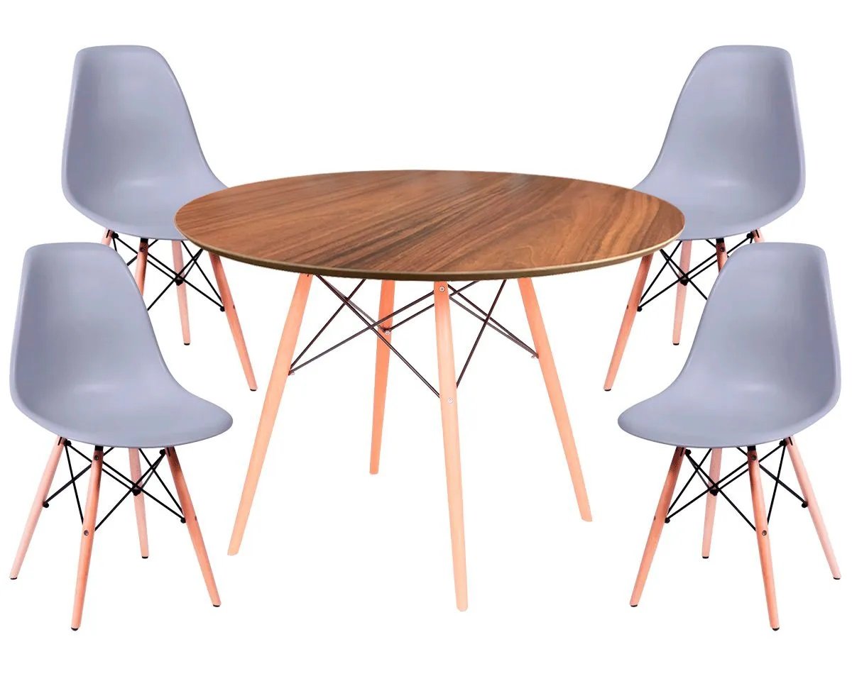 Conjunto Mesa de Jantar Eames 90Cm + 4 Cadeiras Eames Eiffel Cor ...