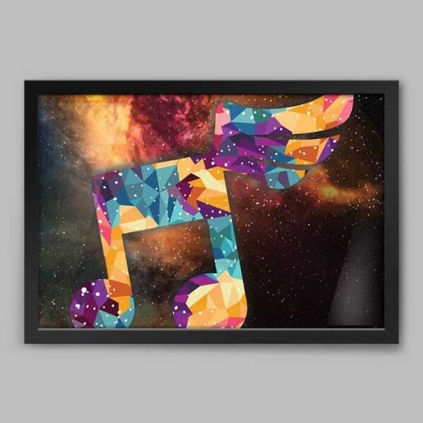 Quadro Nota Musical - 90x60cm - Moldura Caixa Preto | MadeiraMadeira