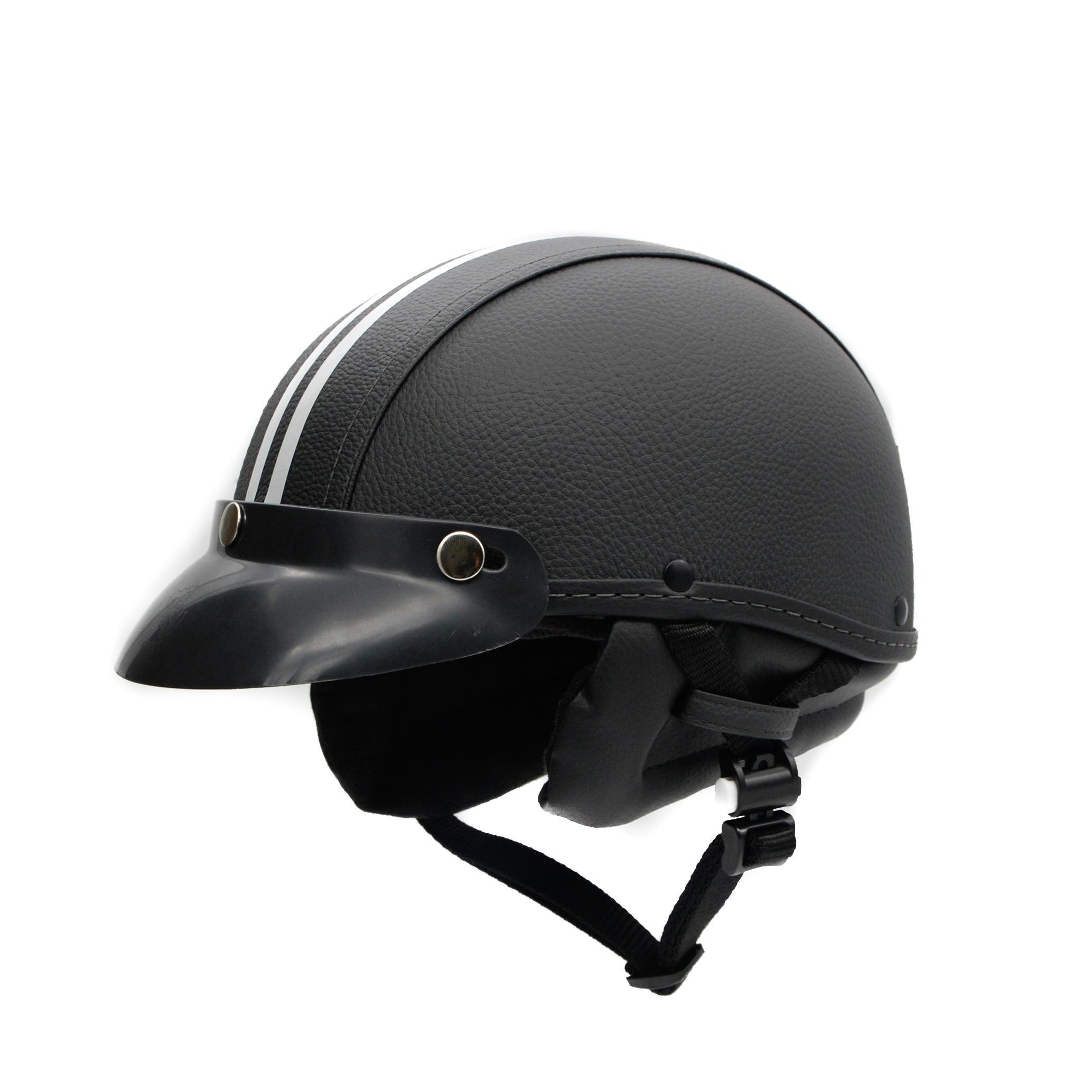 Capacete Coquinho Scooter Moto Elétrica Bike Couro Preto G | MadeiraMadeira
