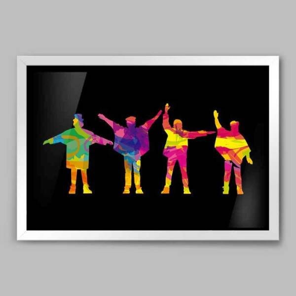 Quadro The Beatles Four Color - 60x40cm - Moldura Padrão Branco ...