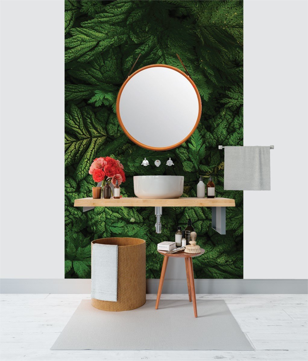 Papel de Parede 3D Painel 1,5M Folhas Verdes Pinheiro Vivo Folhagem ...