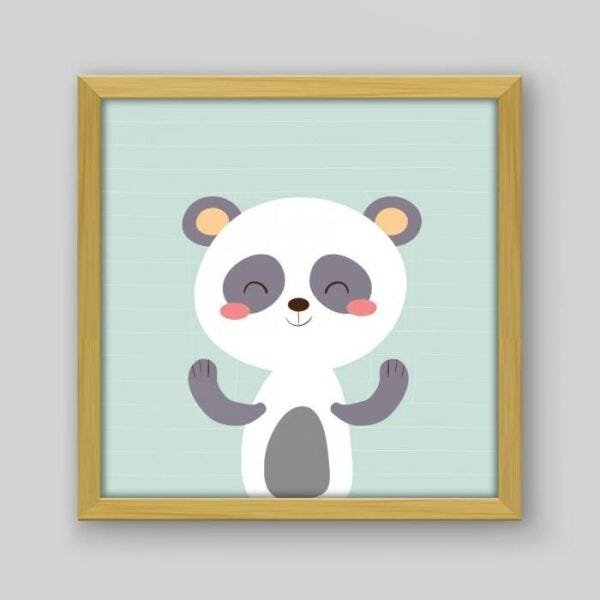 Quadro Infantil Ursinho Cute - 30x30cm - Moldura Caixa Madeira ...