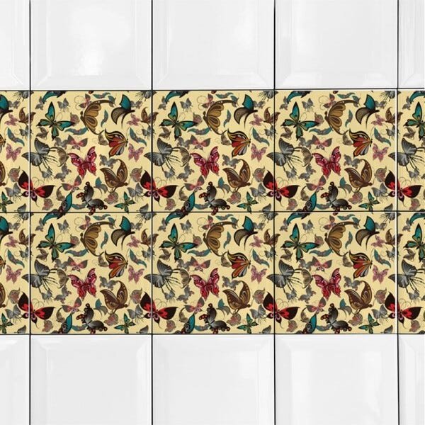 KIT Adesivos de Azulejos Borboletas Variedades - 1 Rolo com 60 x 123 cm ...