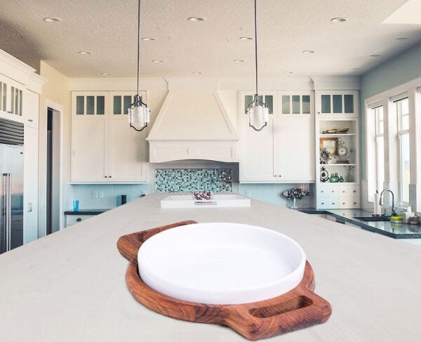 Tábua Em Madeira Teca Com Prato Em Porcelana 23X17X3Cm | MadeiraMadeira