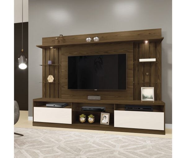 Estante Home para TV até 60 Polegadas Amsterdã 2,40M - Canion Soft/Off ...