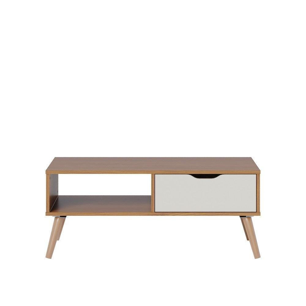 Mesa de Centro 1 Nicho 1 Gaveta M-106 Colibri Home Freijo Off White | MadeiraMadeira